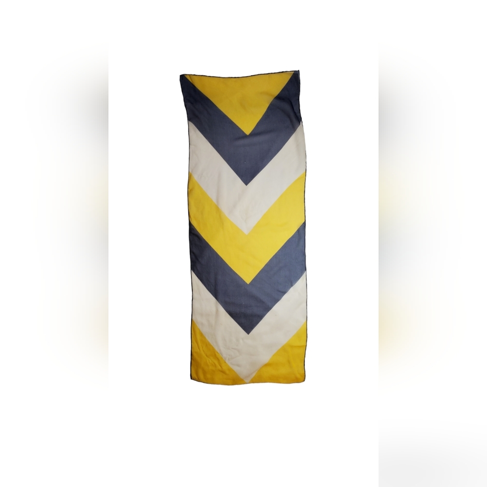 Semi-Transparent White Navy And Yellow Chevron Print … - Gem
